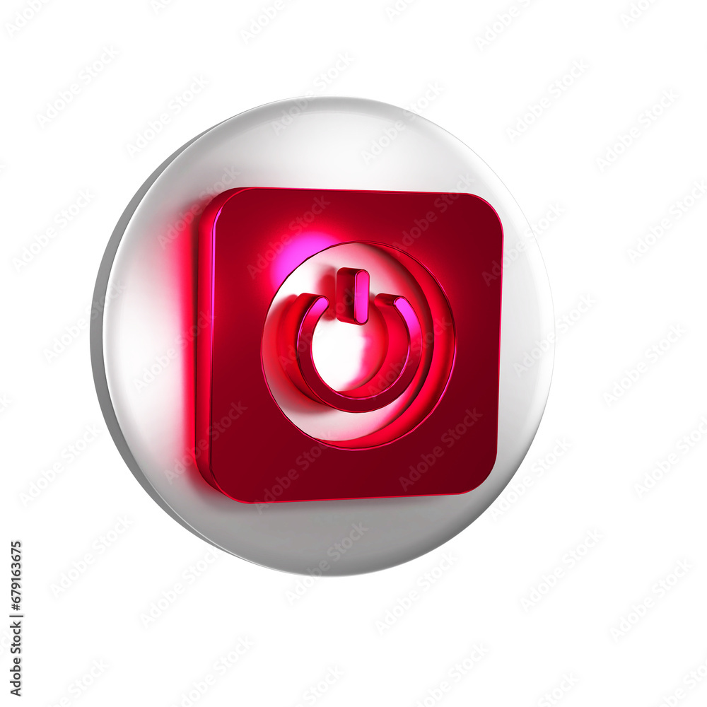 Red Power button icon isolated on transparent background. Start sign ...