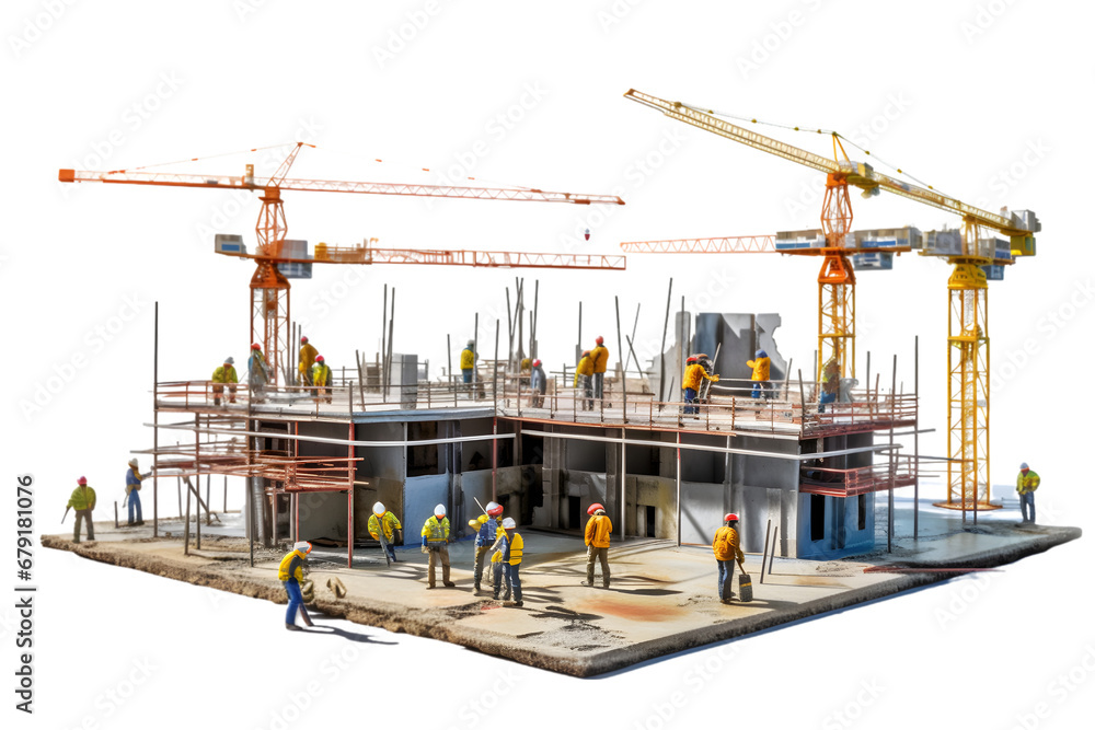 Construction engineers supervising progress of construction project ...