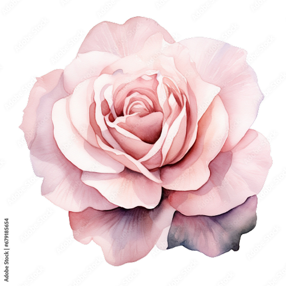 Painted Petals Watercolor Blush Rose Clipart, Watercolor floral border ...