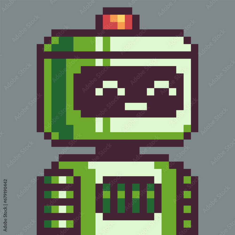 Robot head pixel art cartoon character avatar profile picture ...