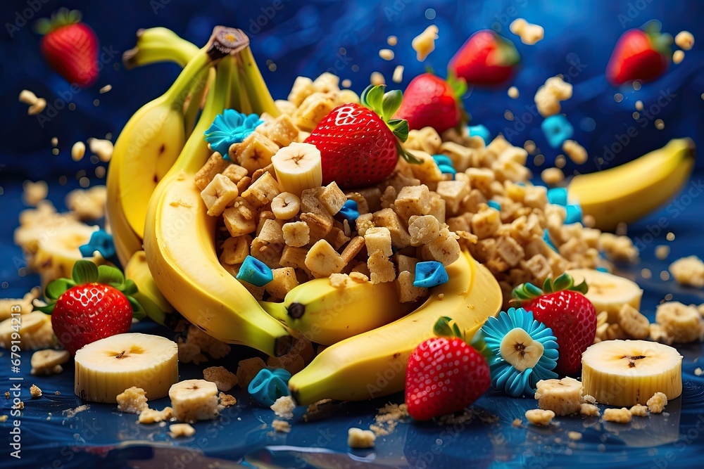 Fruit splash and cakes formation leaving a trail of deliciousness ...