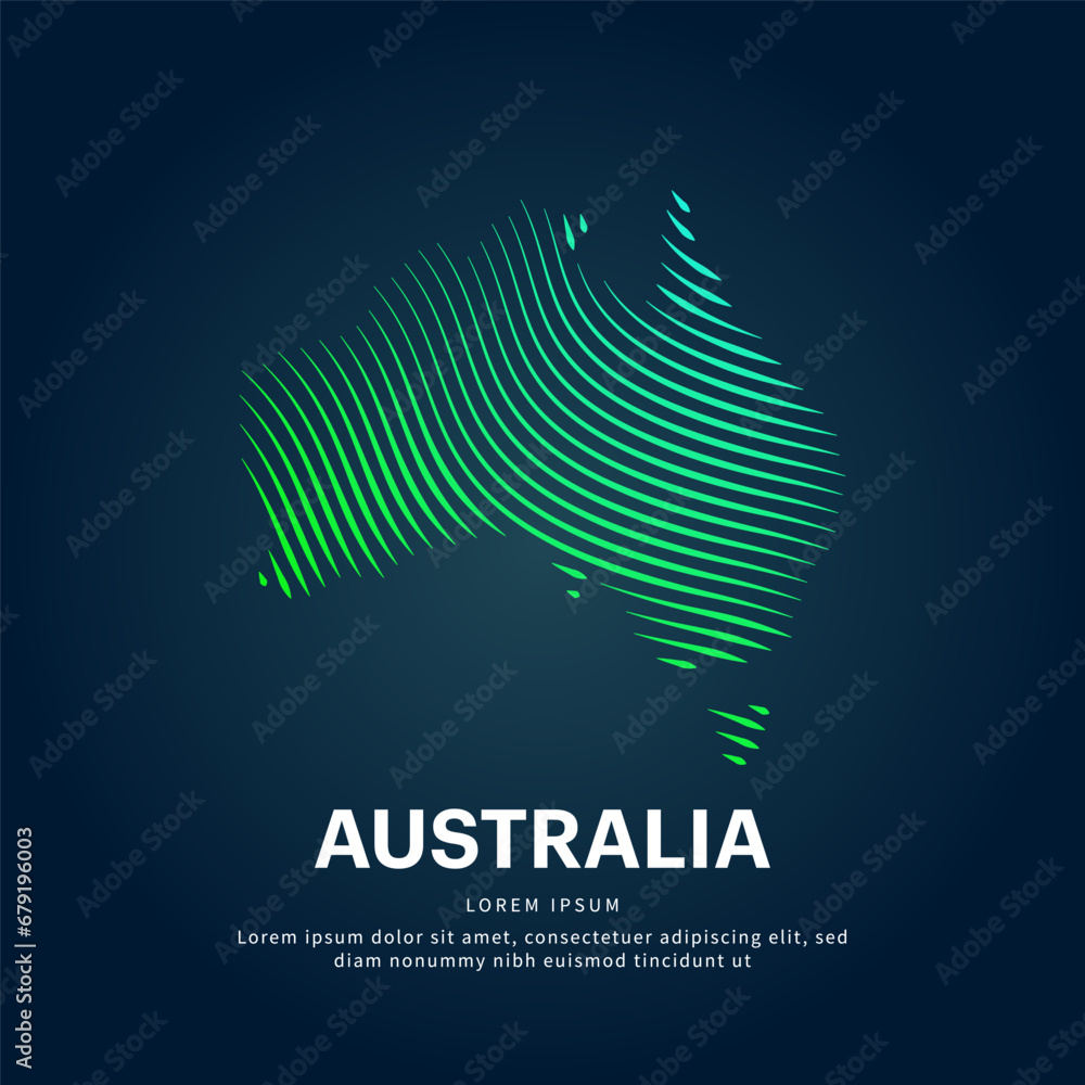 simple logo map of Australia Illustration in a linear style. Abstract ...