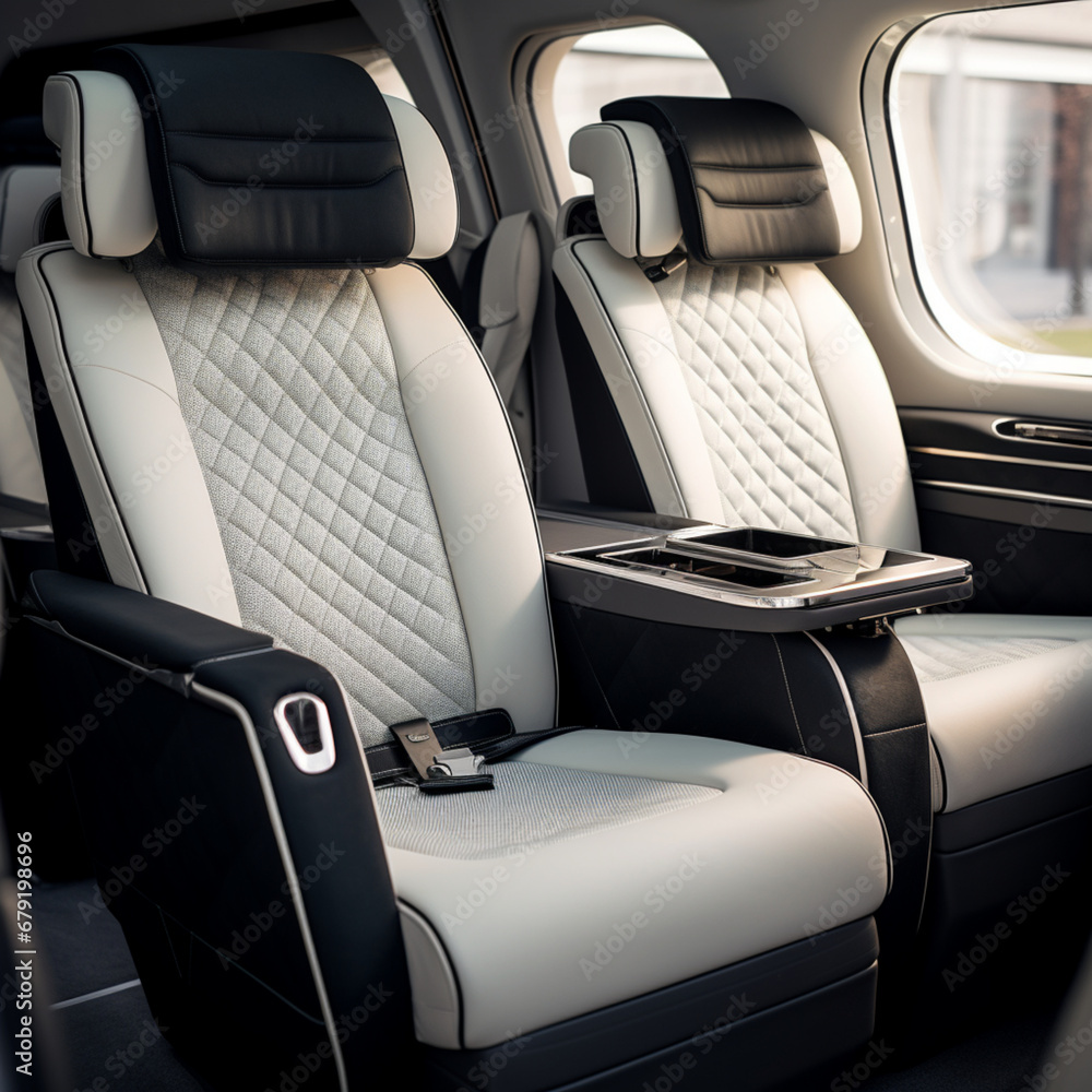 Fotografia con detalle de butacas de lujo, con tapiceria de tonos ...