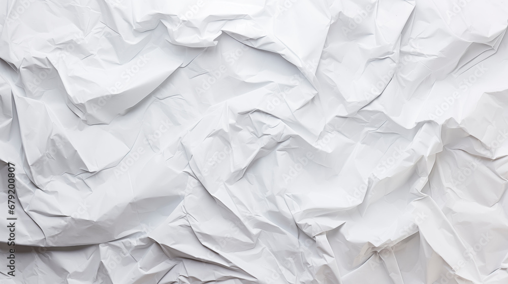 Texture of crumpled white paper, top view. Light gray crumpled paper ...