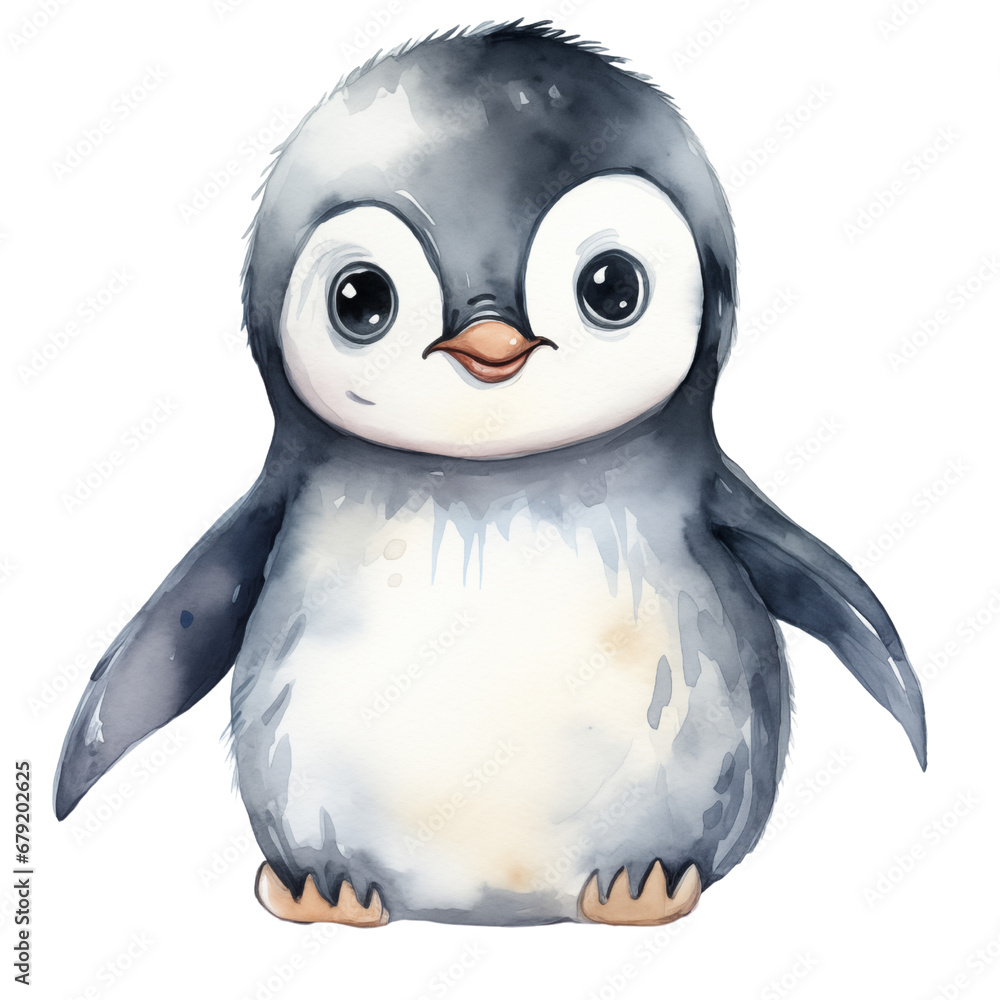 watercolor penguin, penguin clipart for graphic resources Stock ...
