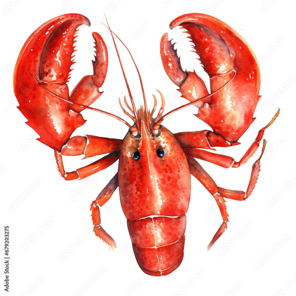 watercolor lobster, lobster clipart for graphic resources Illustration ...