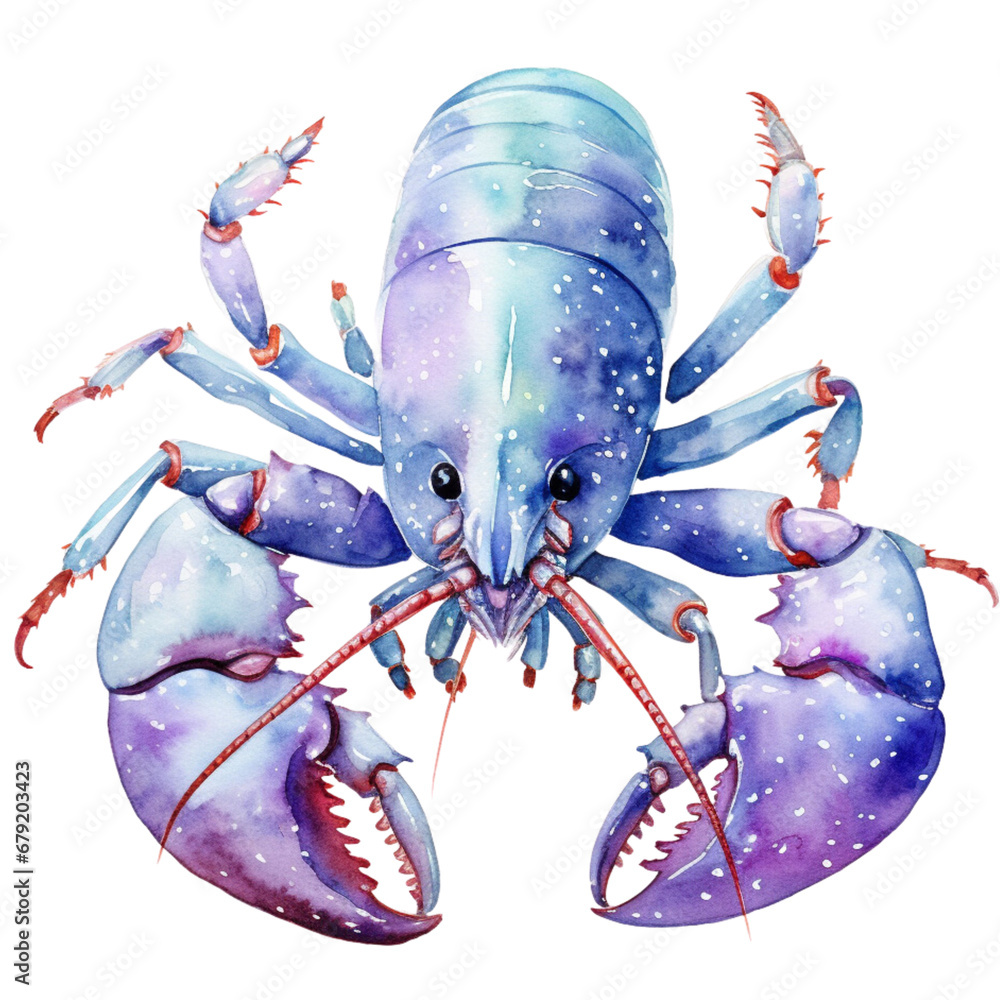 watercolor lobster, lobster clipart for graphic resources Stock ...