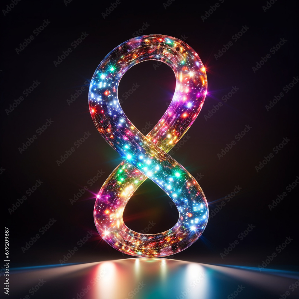 Fondo con detalle de simbolo de infinito con multitud de luces de ...