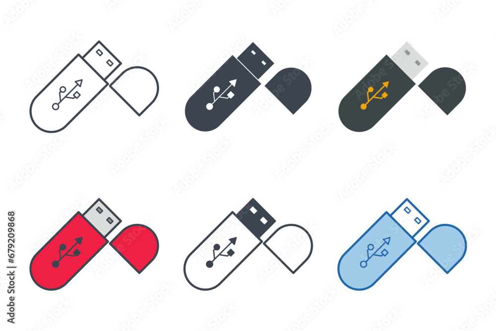USB Stick icon collection with different styles. USB flash drive icon ...