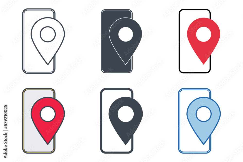gps phone icon collection with different styles. Map GPS navigation ...