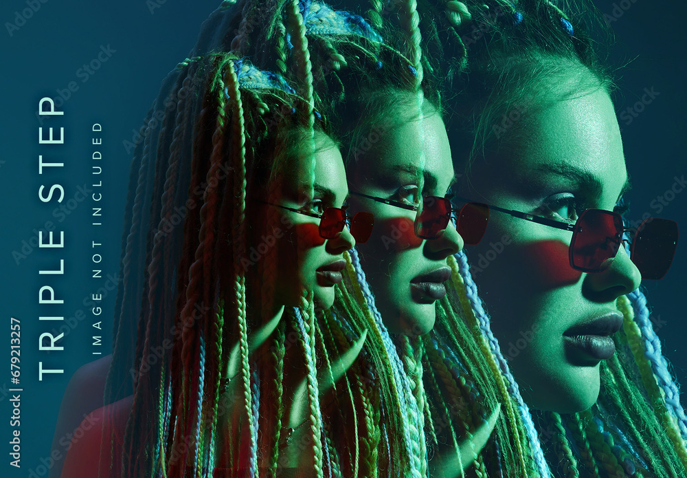 Triple Offset Photo Effect Mockup Stock Template | Adobe Stock