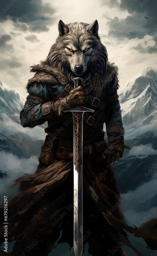 A furry wolf warrior in full armor. Great for RPG, TTRPG, adventure ...