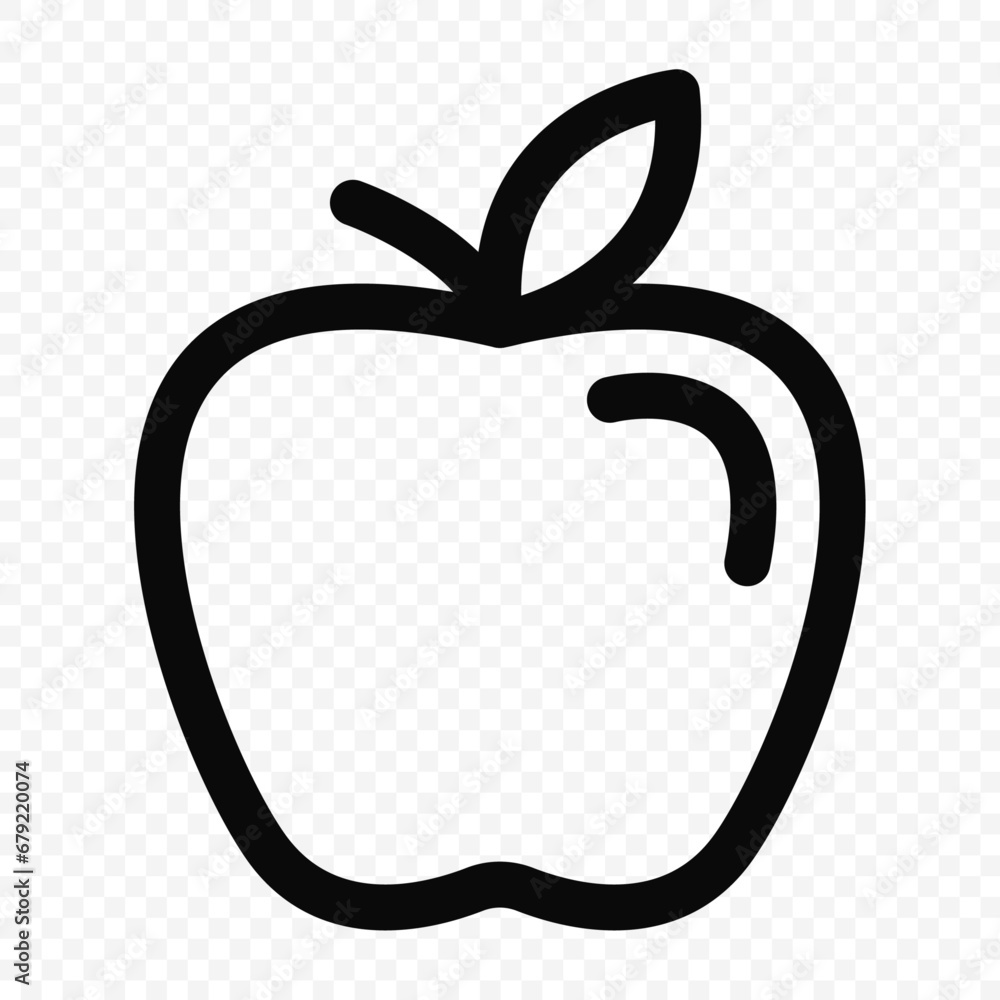 Apple fruit outline icon on transparent background stock illustration ...