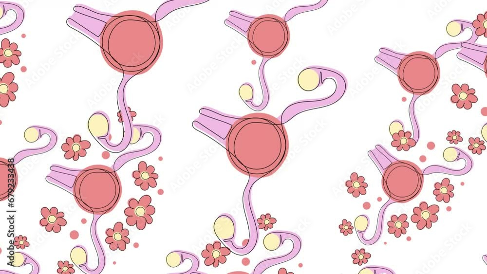 Rotating cartoon uteruses on a white screen. Animation with the concept ...