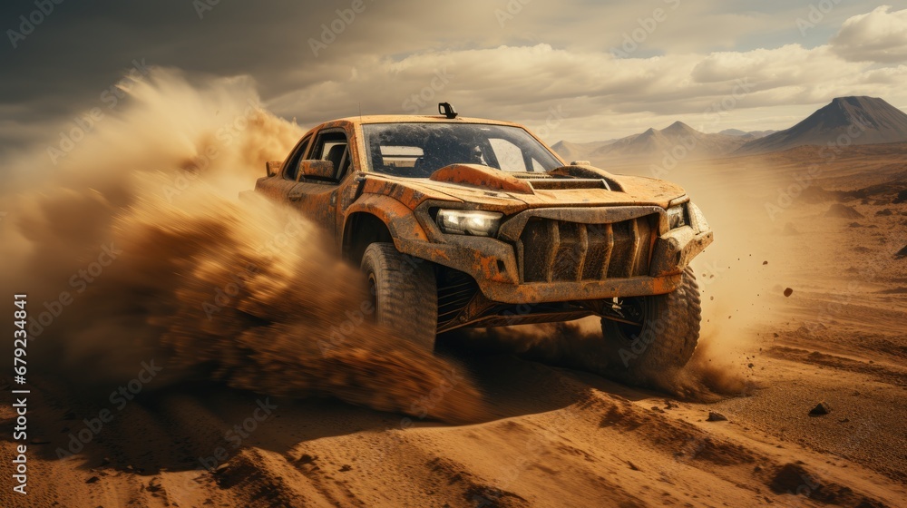 Race in sand desert competition racing challenge desert car drives off ...