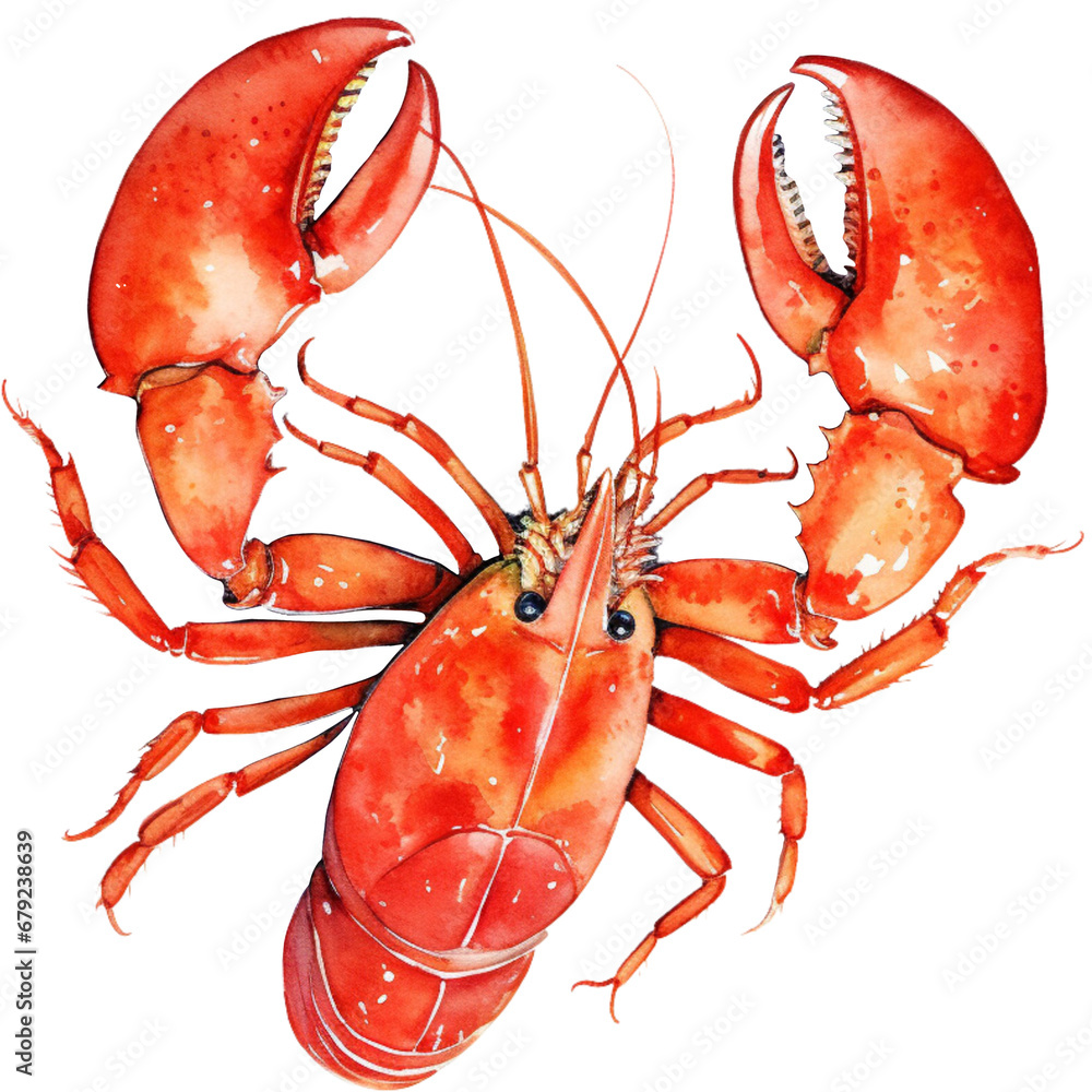 watercolor lobster, lobster lighthouse for graphic resources Stock ...