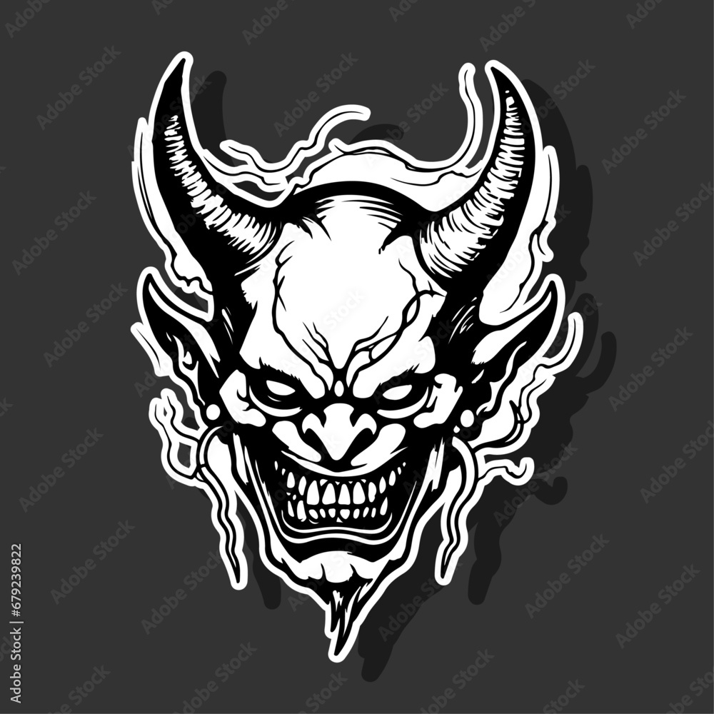Silhouette demon face icon. Vector illustration design. tattoo and t ...