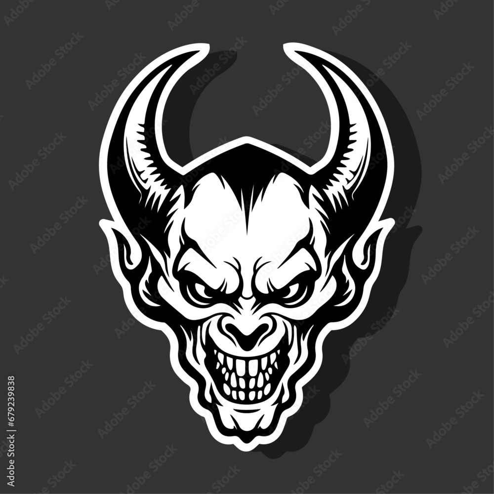 Silhouette demon face icon. Vector illustration design. tattoo and t ...