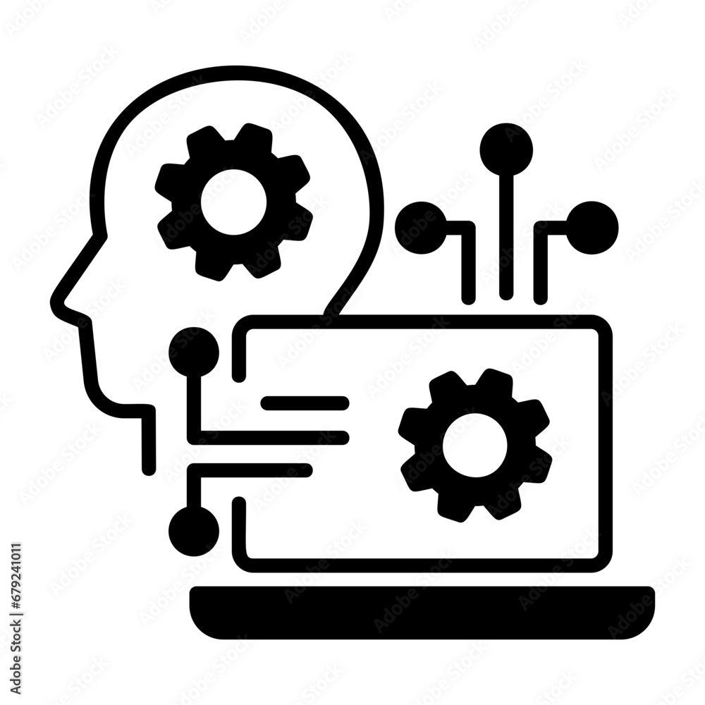 transforming brain signals into audible speech concept, combination of implants and AI vector ...