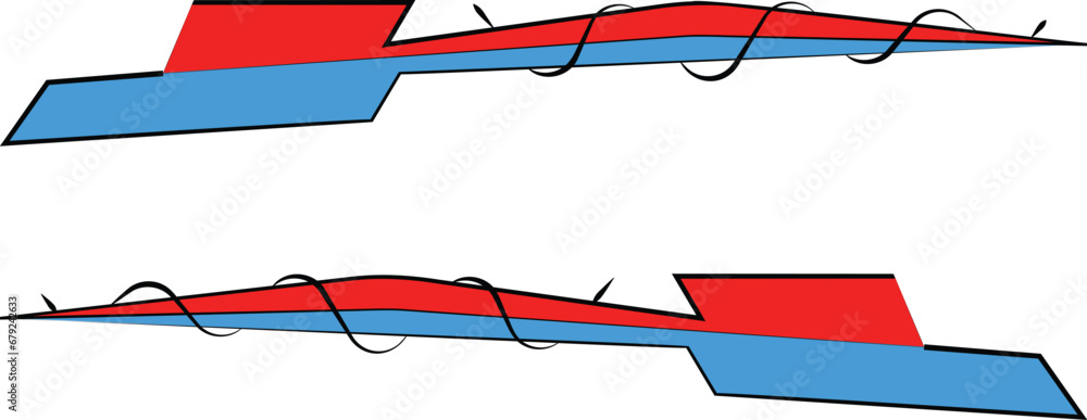 Strong modern style decals. Decals on both sides of the vehicle. Blue ...