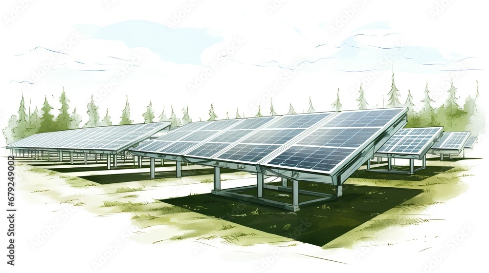 A conceptual illustration of a large scale solar panel farm project ...
