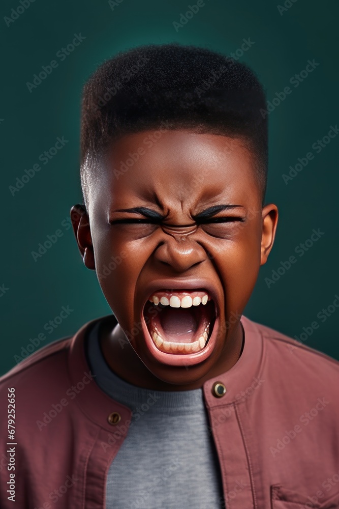 Requirements for parents. Angry irritated African American boy. Full of ...