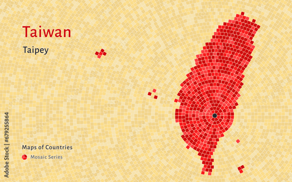 Taiwan Map with a capital of Taipei Shown in a Mosaic Pattern Stock ...