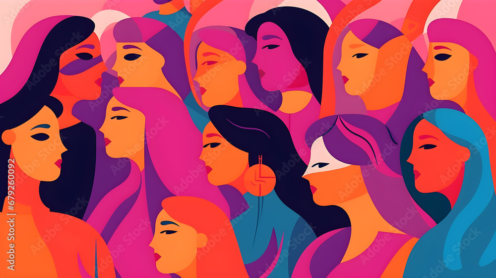 Siluetas en ilustración de mujeres por el día internacional de la mujer ...