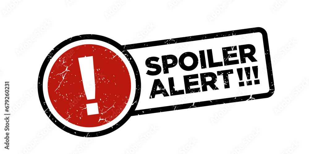 spoiler alert rubber red stamp vector illustration concept on white background. Movie or story ...