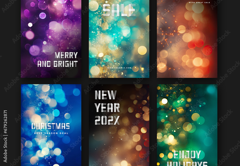 Christmas Bokeh lights Social Media Layouts with Generative ai Stock ...
