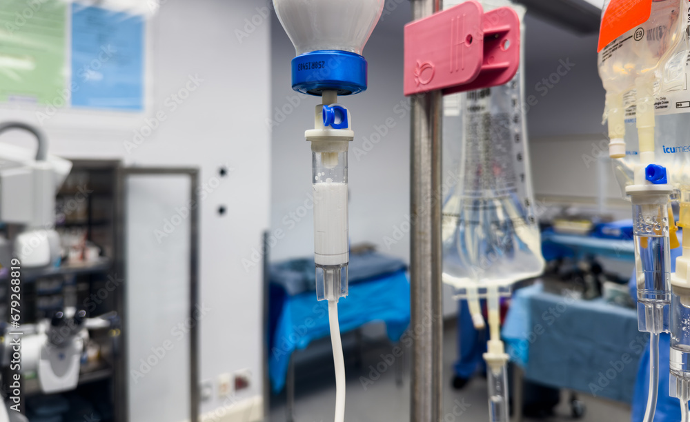 hospital drips against a sterile background, medical equipment ...
