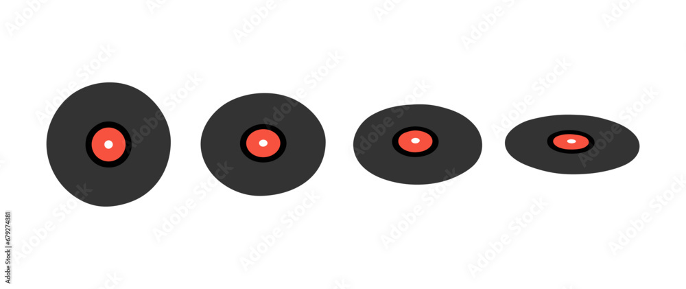 Hand drawn cute cartoon illustration of vinyl record set. Flat vector ...