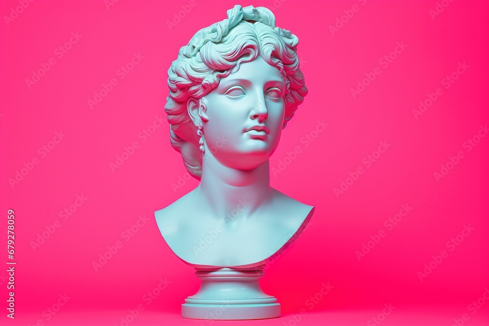 Gypsum copy of ancient statue Venus head isolated on v background ...