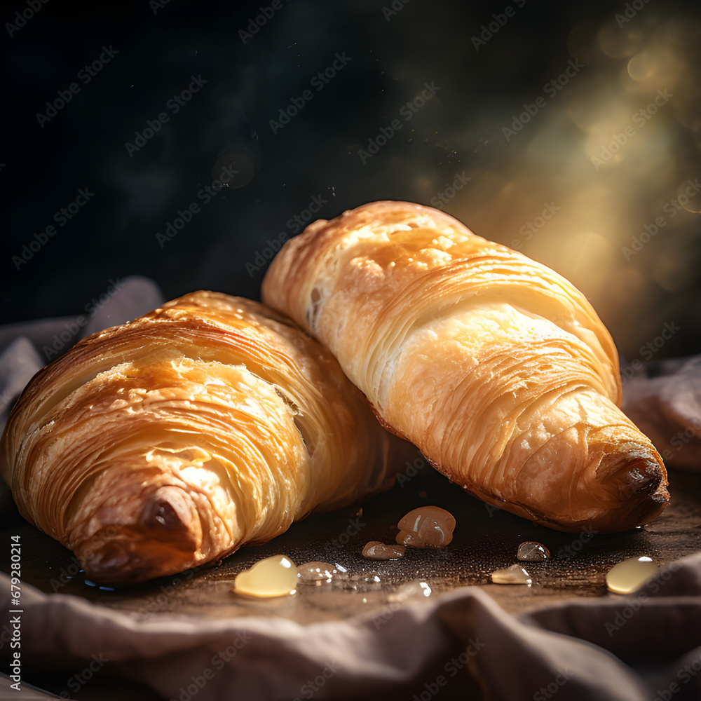 ภาพประกอบสต็อก homemade french pastries made from croissant dough with ...