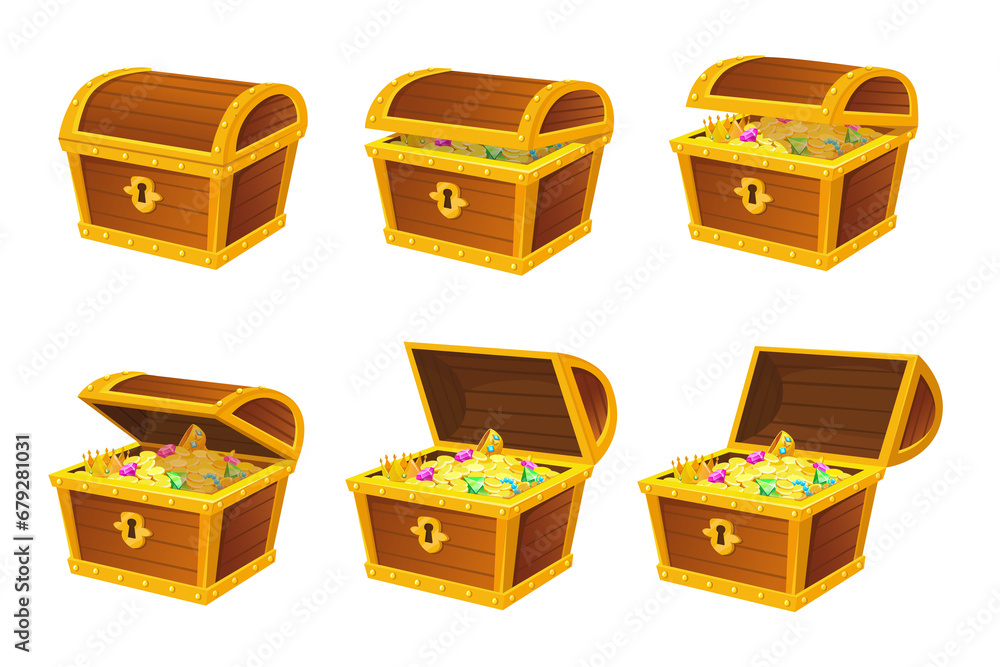 Treasures chest animation. Chain animations of pirate treasure chests ...