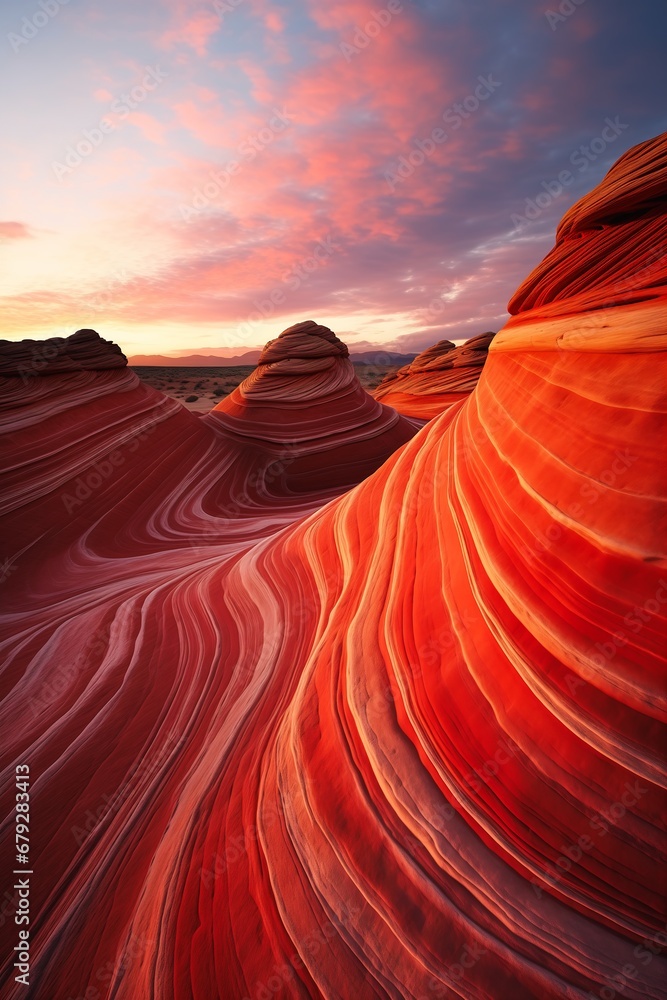 rock formation desert sunset background color light waves layers strata ...