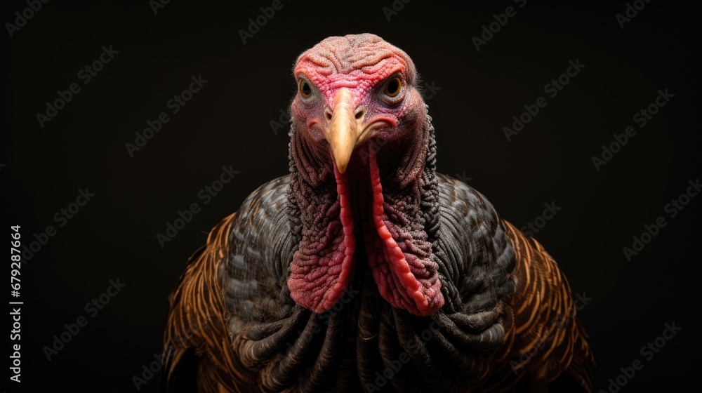 a close - up of a turkey's head with its beak open and it's eyes wide ...