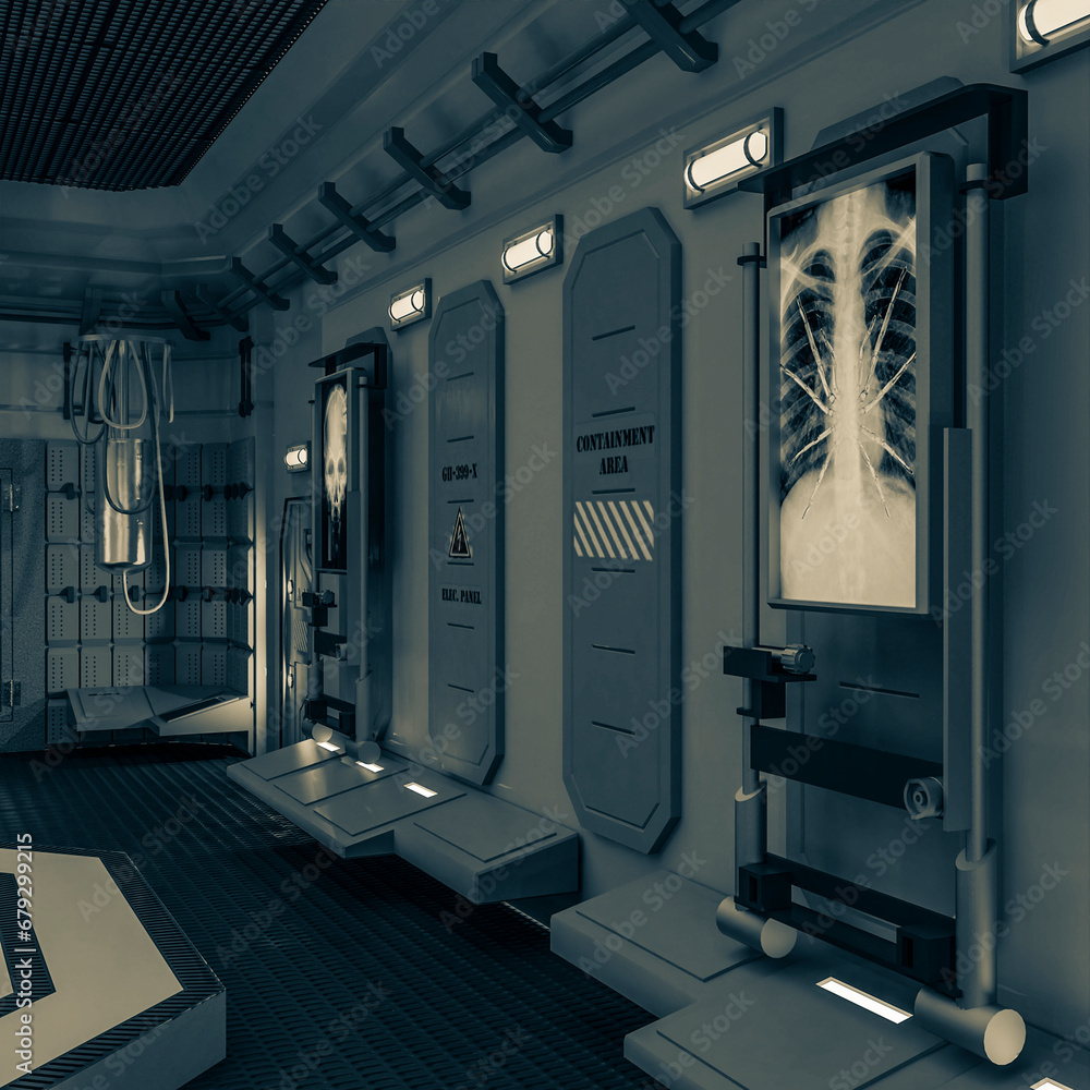 side view of the x-ray viewing screen in the laboratory where clones ...