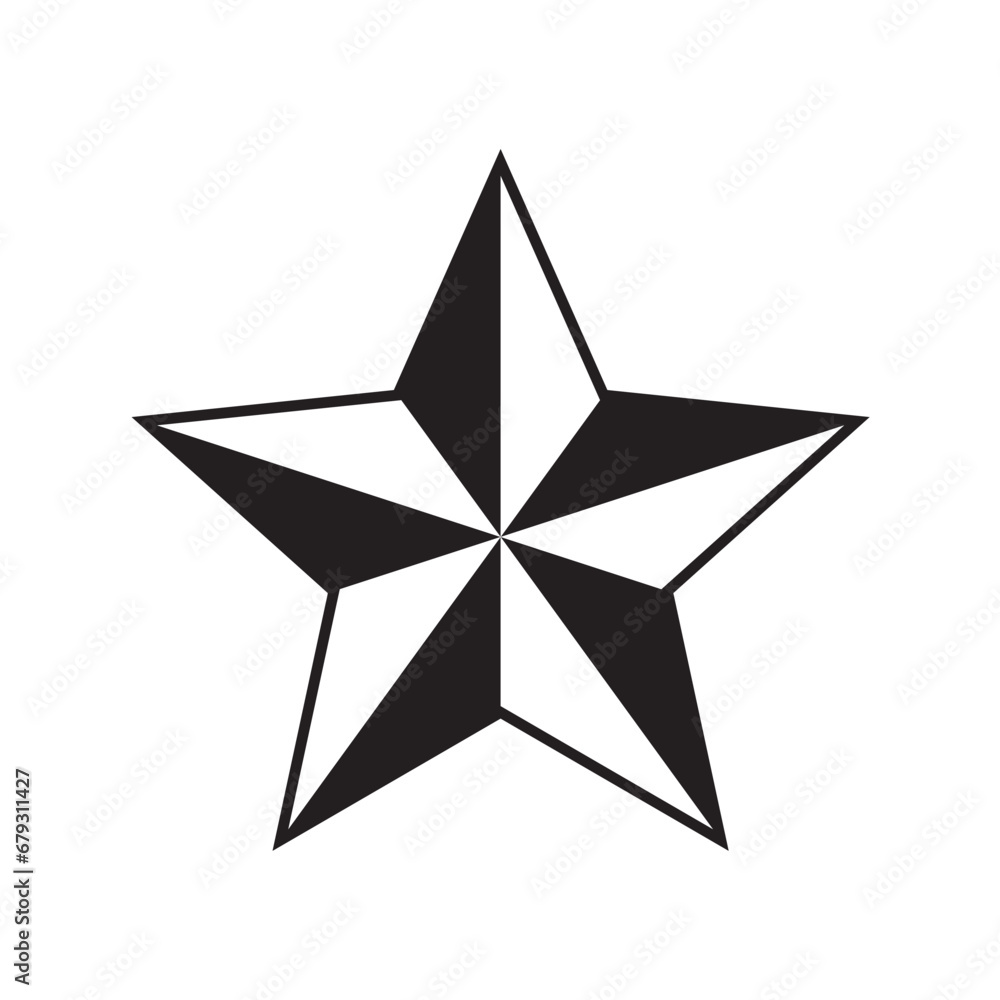 vector black star tattoo art old school style star shape illustration ...