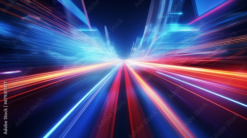 Dynamic light motion, light trail, high speed effect, traffic motion ...
