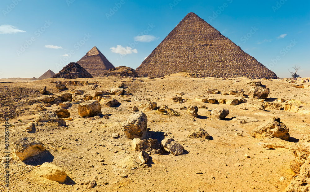 View of the Great Pyramid of Giza - Pyramid of Khufu (Cheops). Western ...