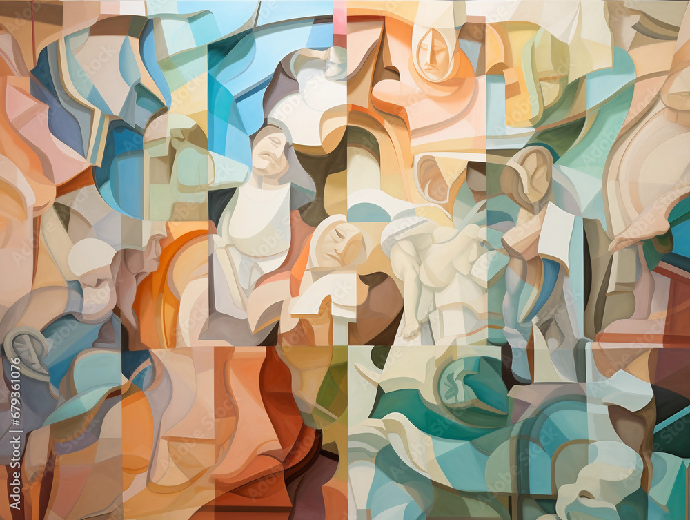 Sistine Chapel Ceiling, abstracted, cubist interpretation, Michelangelo ...