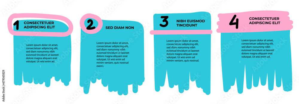 4 steps infographic with hand drawn text box. Step by step instruction ...