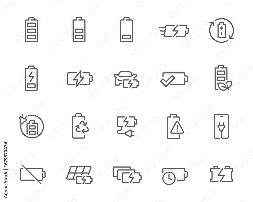 Battery Charging Icon Set: An exclusive collection of 20 battery icons ...