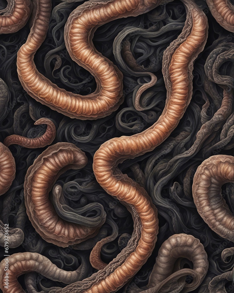 Abstract image of parasitic worms, worms and helminths in the human ...