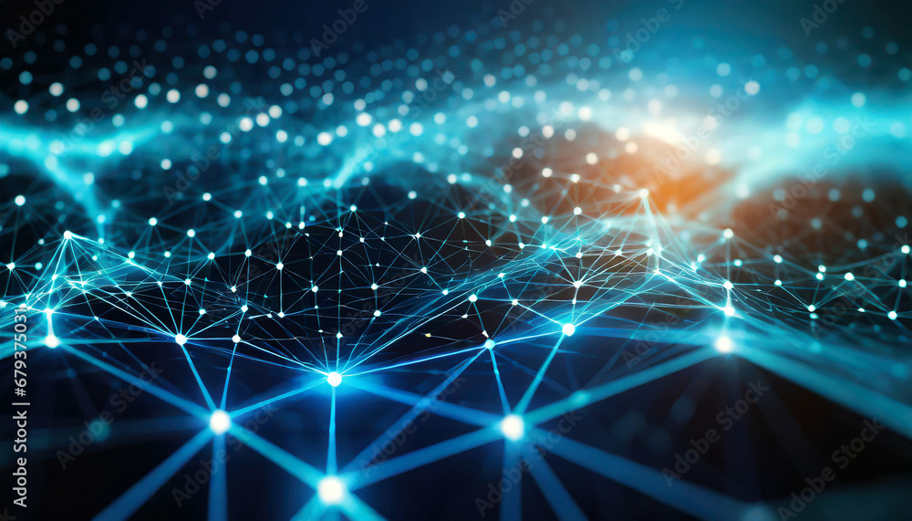 structure of the network connection of points and lines data transfer abstract technology ...