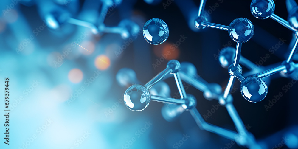 Animation of model molecule from glass and crystal, 3d illustration of ...