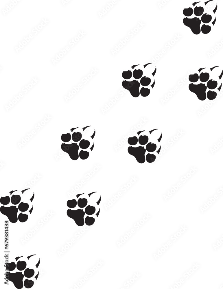 Vector ESP 10 trail of black and white claw prints on snow, depicting ...