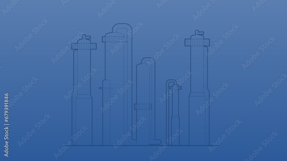 A line drawing showing a crude oil distillation unit with distillation ...