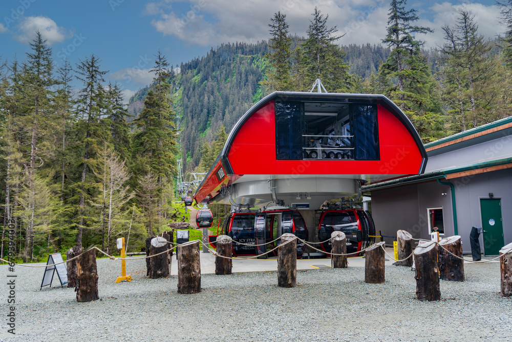 Icy Strait Point, Alaska: Sky Glider Gondola and Departure Den ...
